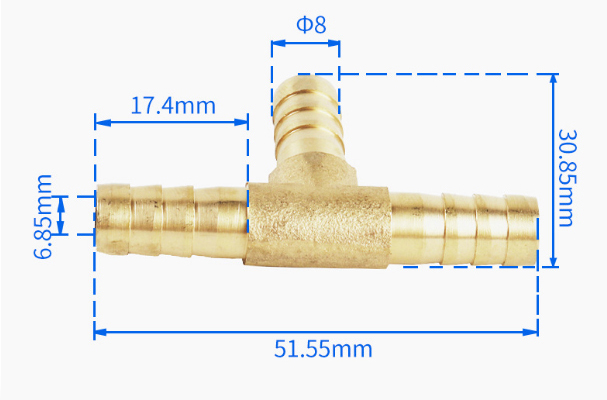 8mm Brass Tee Piece Fuel Hose Coupling | obp Motorsport